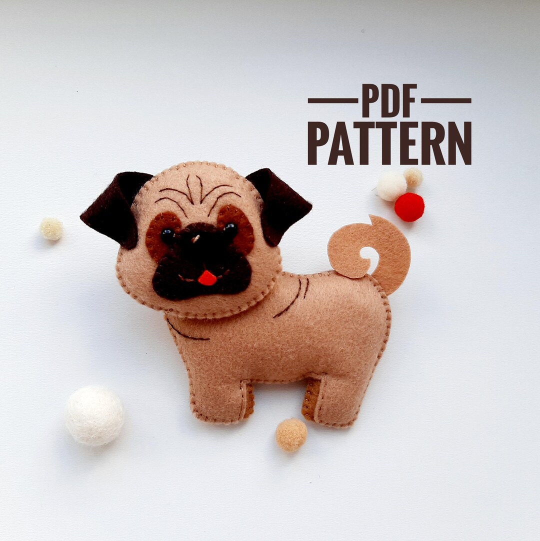 Pug Felt Pattern: DIY Dog Ornament Plush (PDF Pattern) - Etsy