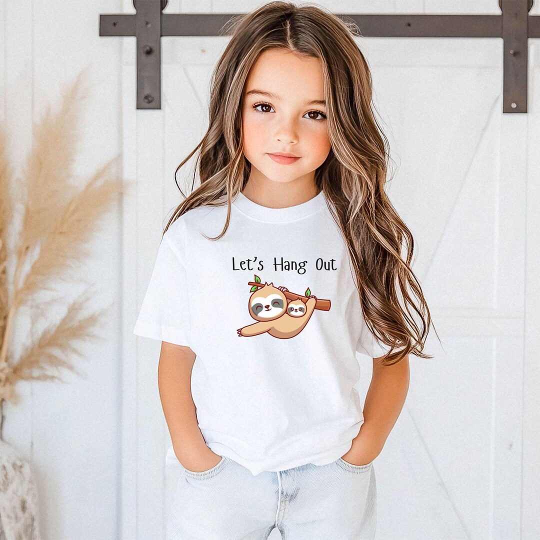 Kids Sloth Tee, Let's Hang Out Shirt, Children's Funny Graphic Tee ...