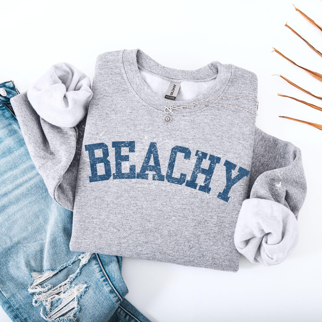 Beachy Sweatshirt, Ocean Vibes Jumper, Summer Seaside Pullover, Unisex ...