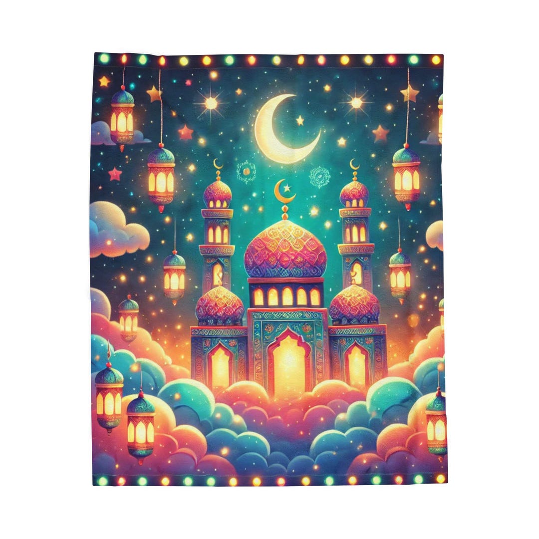 Ramadan Mosque Velveteen Blanket, Islamic Home Decor, Soft Plush Throw ...