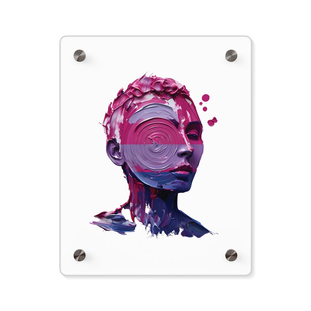 Bisexual Pride Acrylic Wall Art, LGBTQ Abstract Portrait, Textured ...