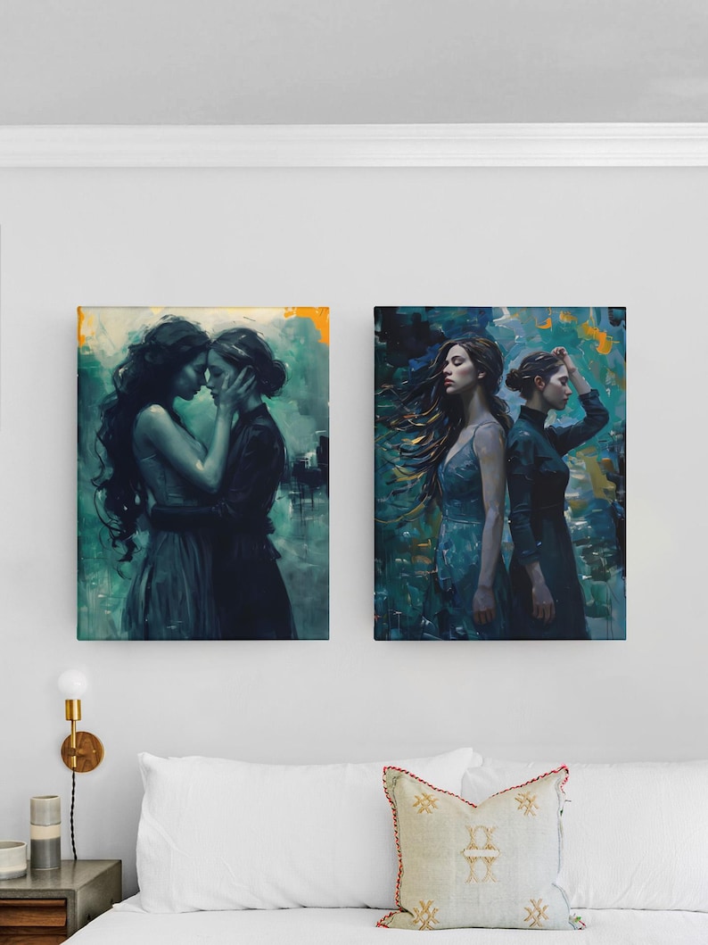 Sapphic Lovers Art Print: Dark Romantic WLW Home Decor - Etsy