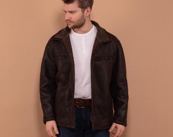 Vintage 1980s Sherpa Lined Leather Bomber Jacket (XL) - Etsy Vintage 1980s Sherpa Lined Leather Bomber Jacket (XL) - Etsy