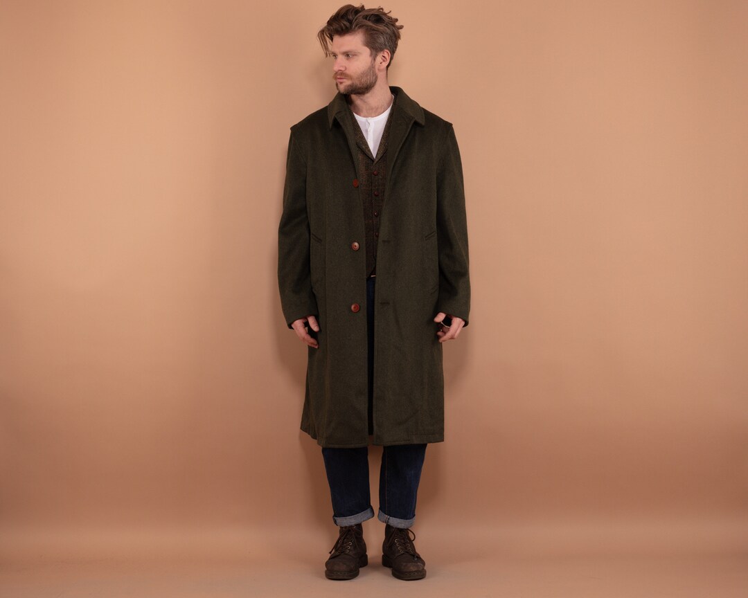 Loden Wool Coat 70s, Loden Coat in Green Size XL, Woolen Coat, Winter ...