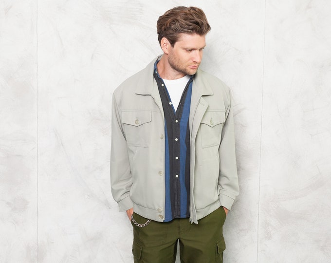 Vintage Men 70's Jacket . Grey 1970s Casual Jacket Minimalist Spring ...