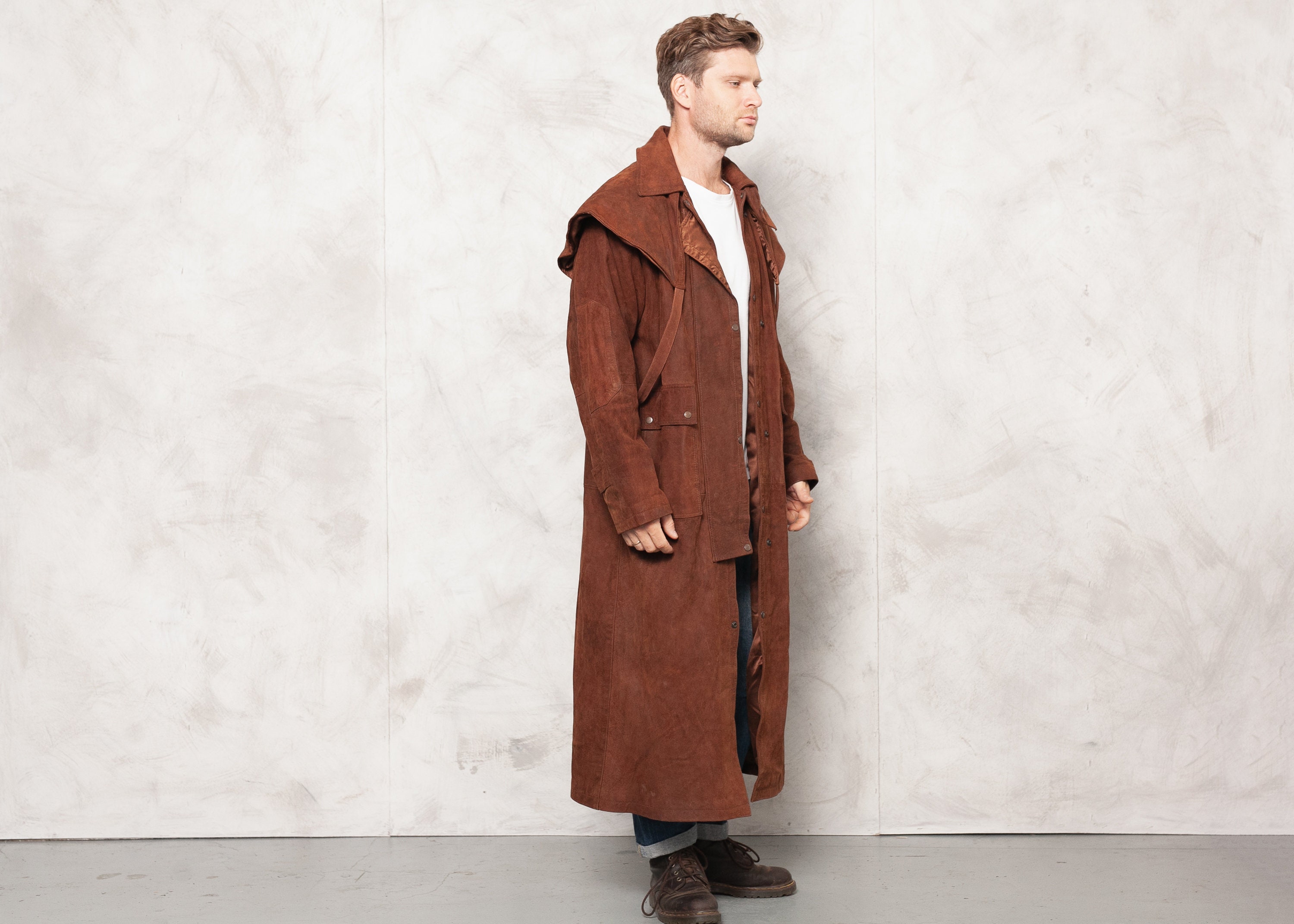 Brown Leather Duster Coat