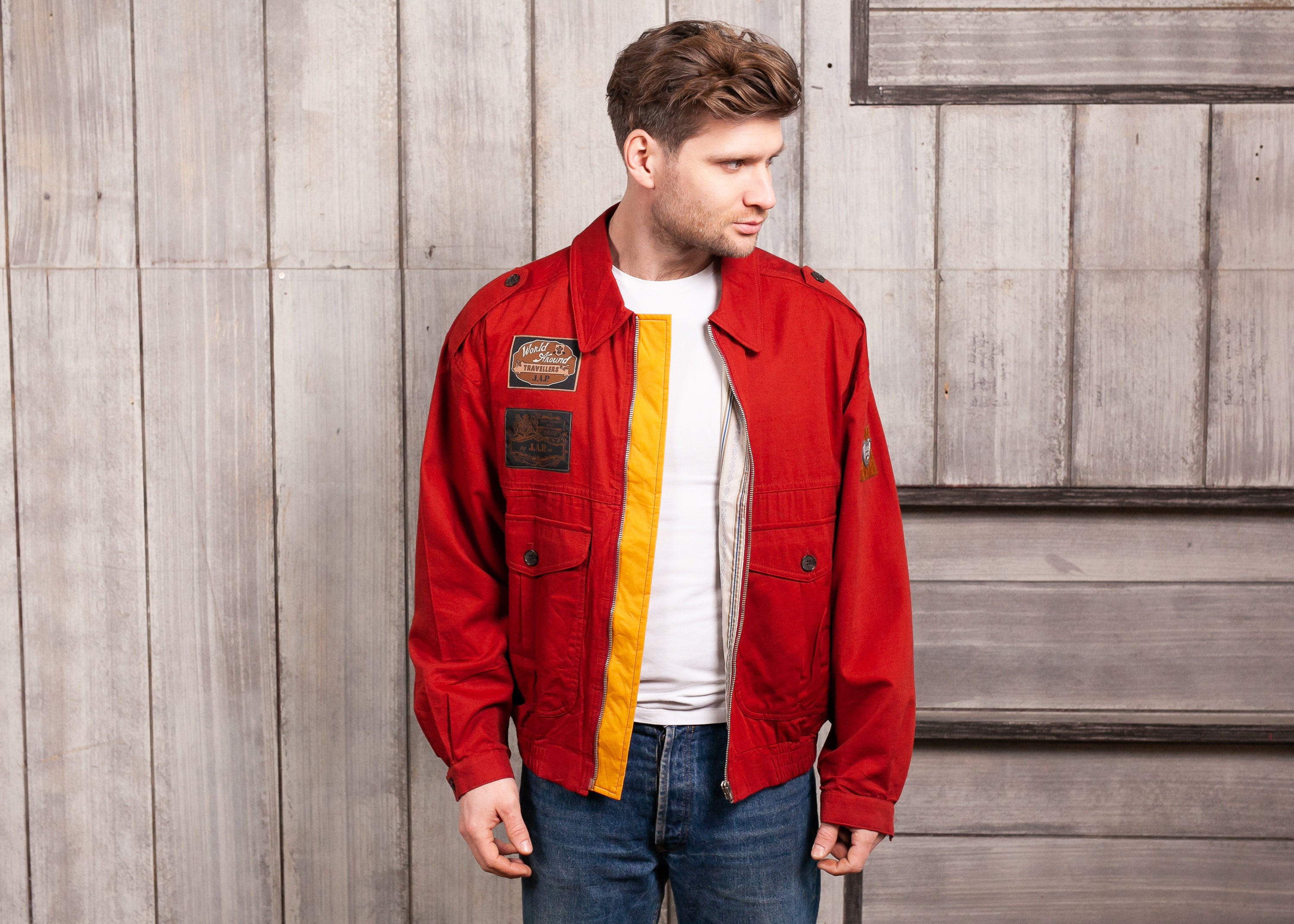 Red Spring Jacket . Vintage 90s Windbreaker Jacket Lightweight Cotton ...