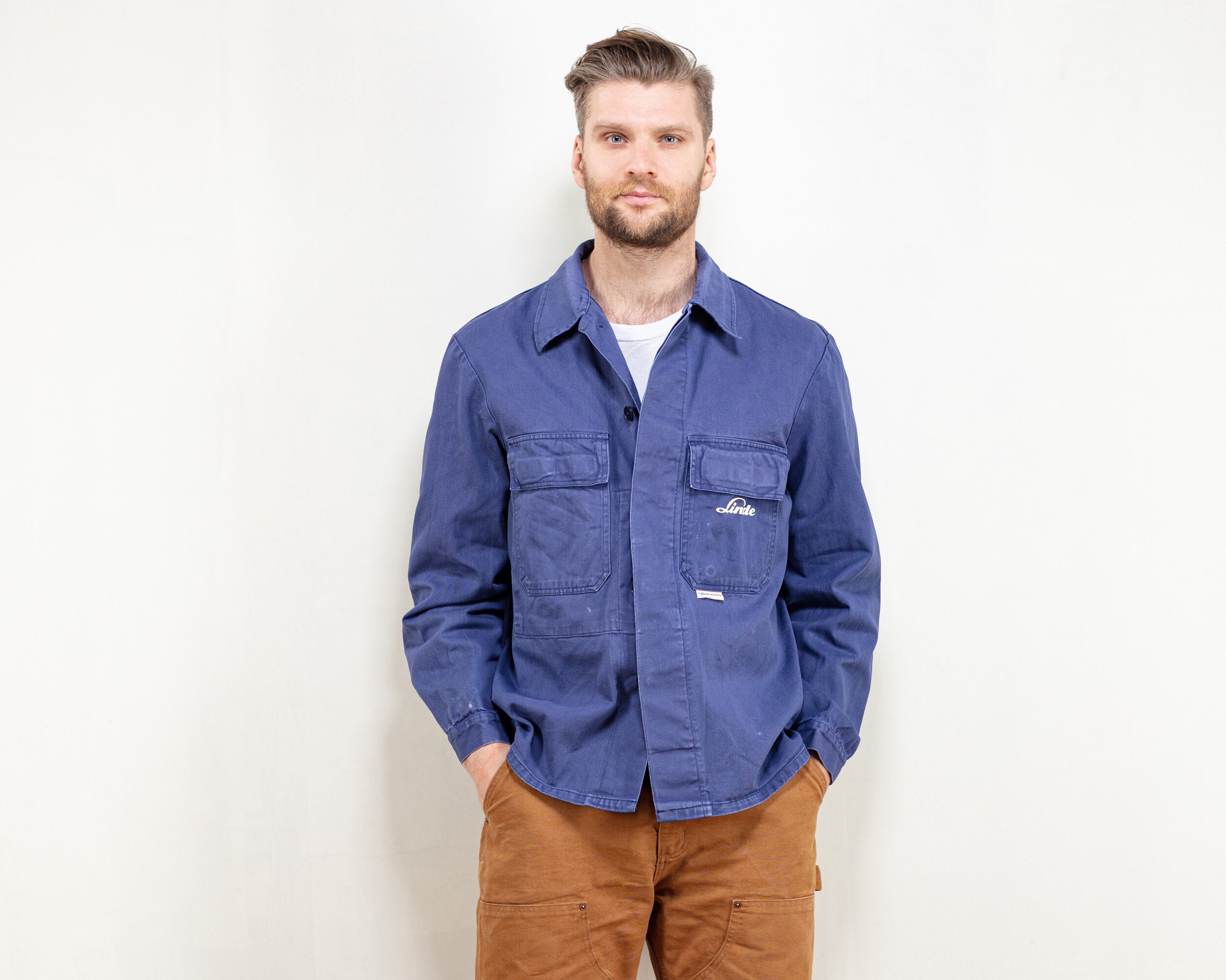 Men 90's Work Jacket vintage chore jacket 1980's men workwear outerwear ...