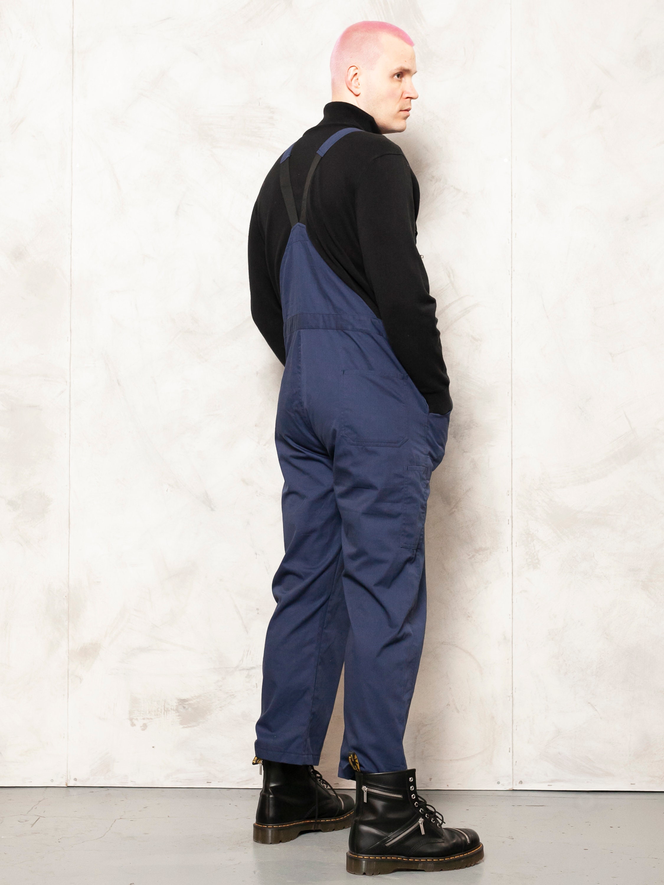 Navy Blue Dungarees vintage 90s men work jumpsuit chore dungarees ... Navy Blue Dungarees vintage 90s men work jumpsuit chore dungarees ...