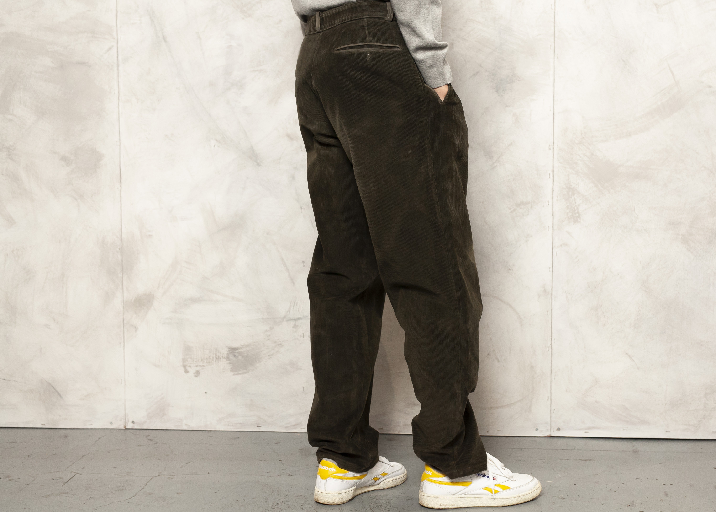 Baggy Corduroy Pants Vintage 90s Dark Brown Cord Pants Cotton Trousers