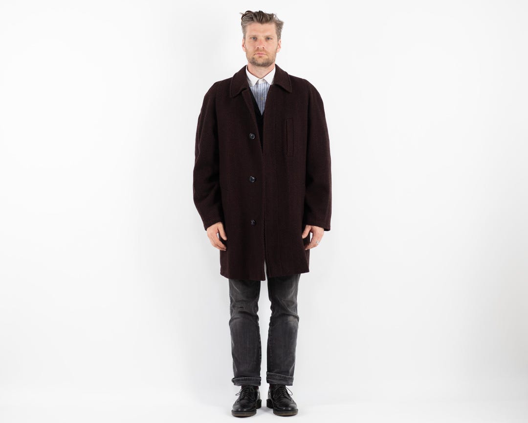90s Vintage Brown Wool Overcoat Mens Size XL - Old Money Style - Etsy