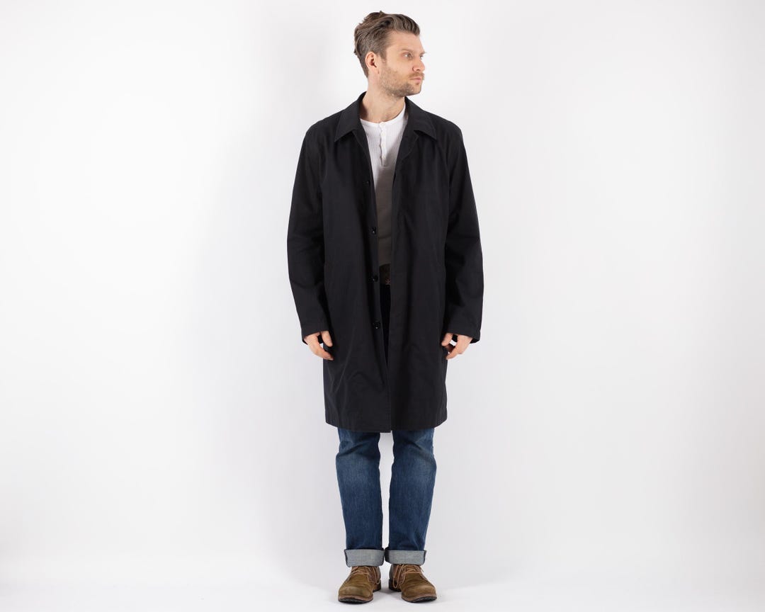 90s Vintage Blue Mac Coat, Minimalist Outerwear, Men's Size XL - Etsy