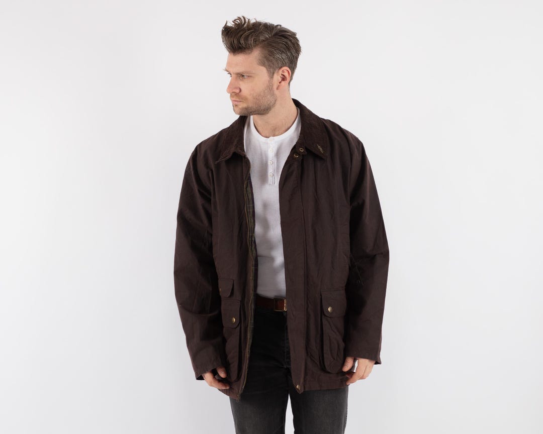 90s Men's Waxed Cotton Jacket, Men Size XXL Wax Jacket, Heritage ...