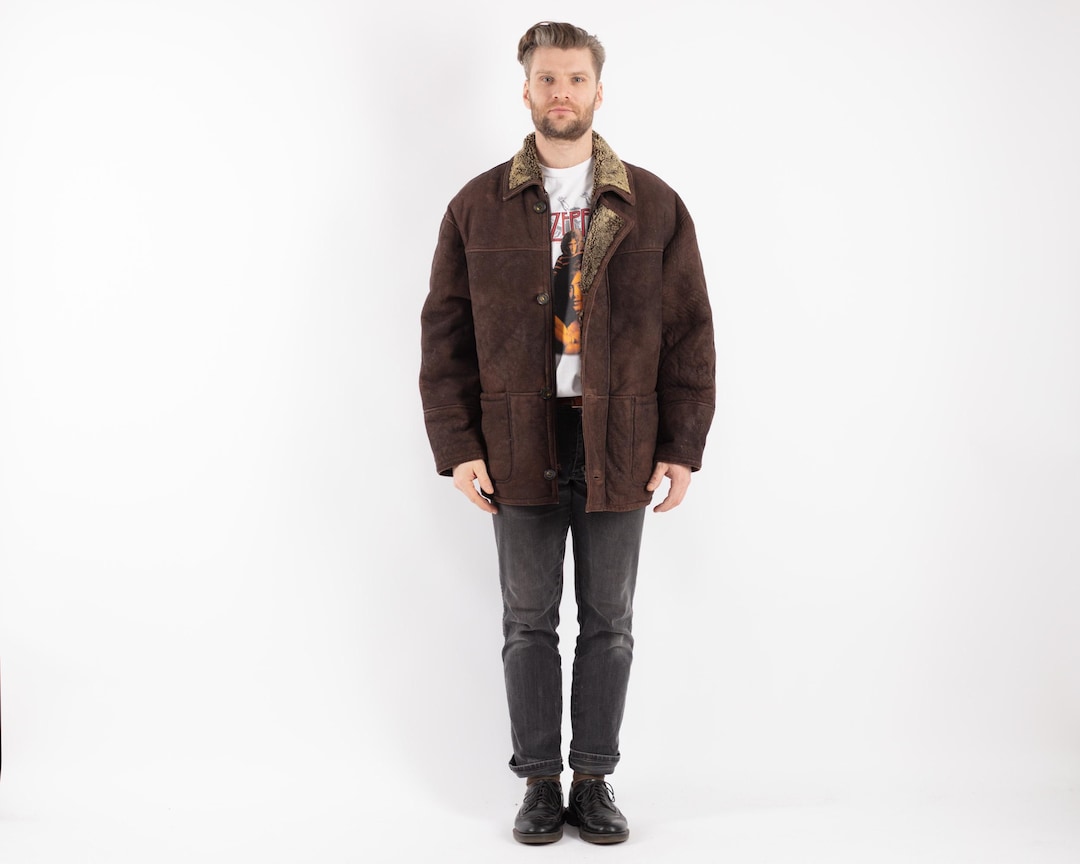 80's Sheepskin Shearling Coat, Size L/XL Cowboy Sheepskin Coat, Vintage ...