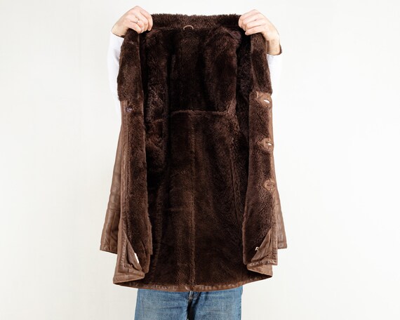 70's Men Sheepskin Coat brown vintage 1970's coat wes… - Gem