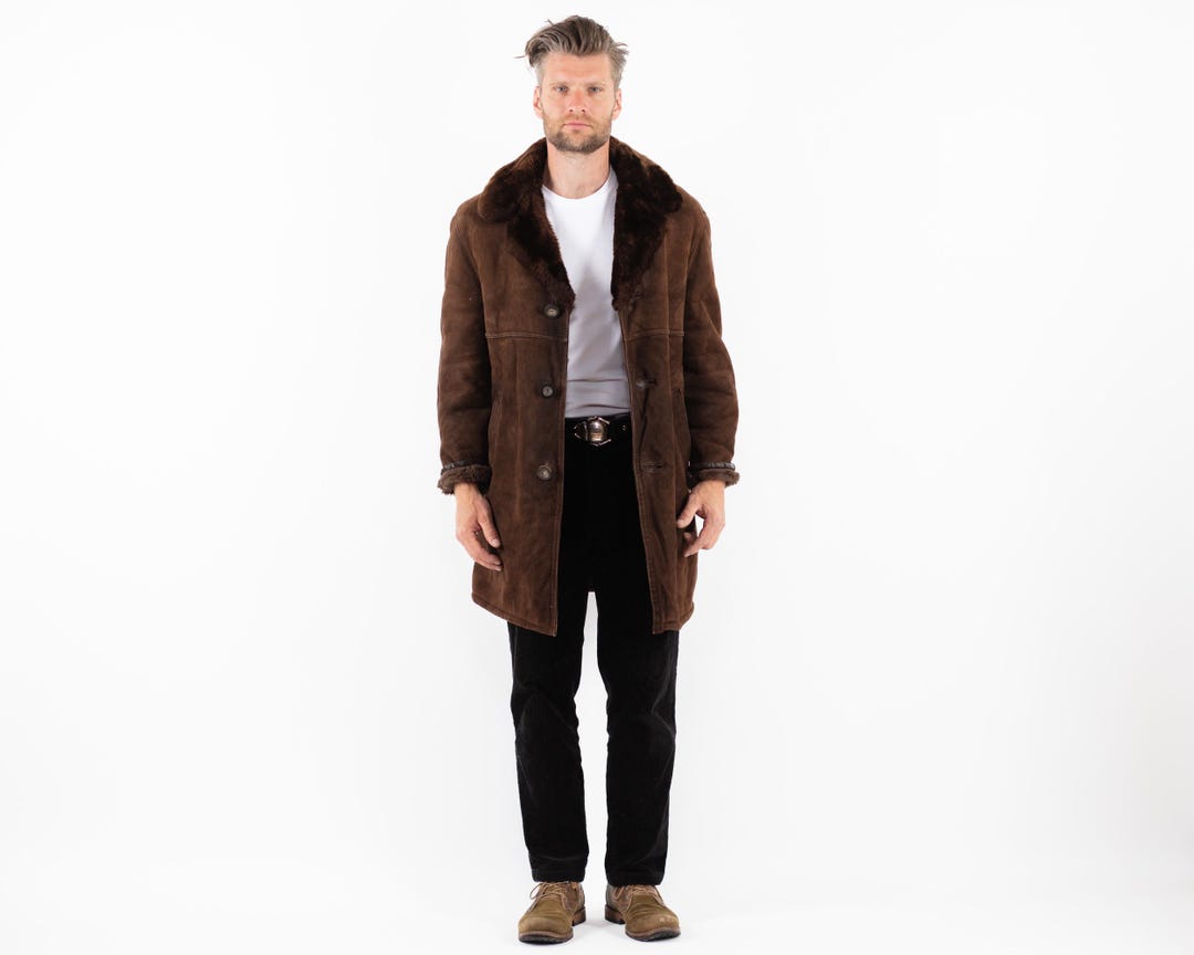 70s Distressed Sheepskin Cowboy Coat: Men's Vintage Western Overcoat - Etsy