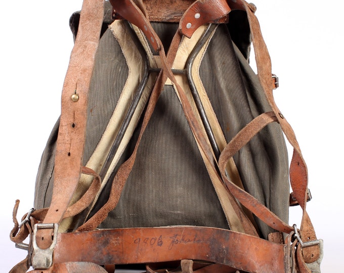 Leather and Canvas Rucksack . External Frame Backpack . Military ...