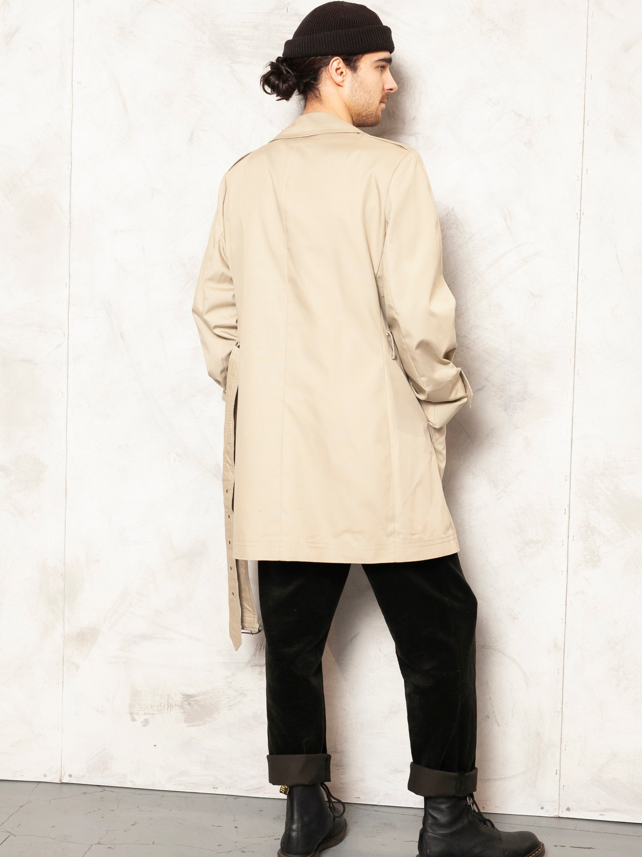 80's Mac Coat duster vintage men 1980's long jacket beige outerwear men ...