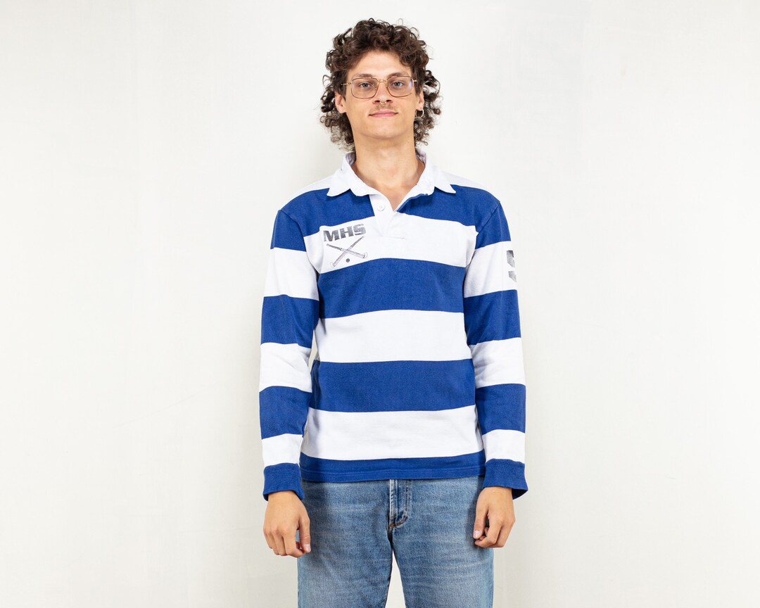 Long Sleeve Polo Shirt Vintage 90s Rugby Men Sports Long Sleeve Polo ...