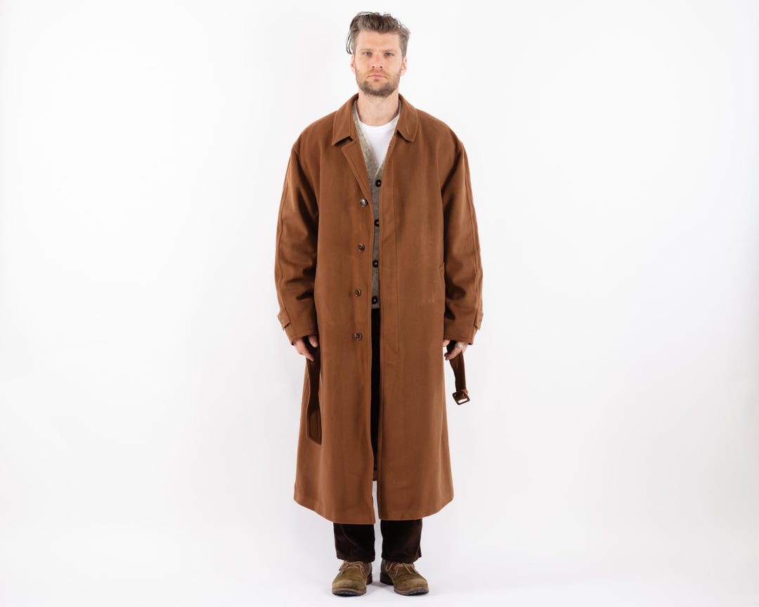 90s Cashmere Wool Blend Coat, Men Size XL Wool Overcoat, Old Fashion ...