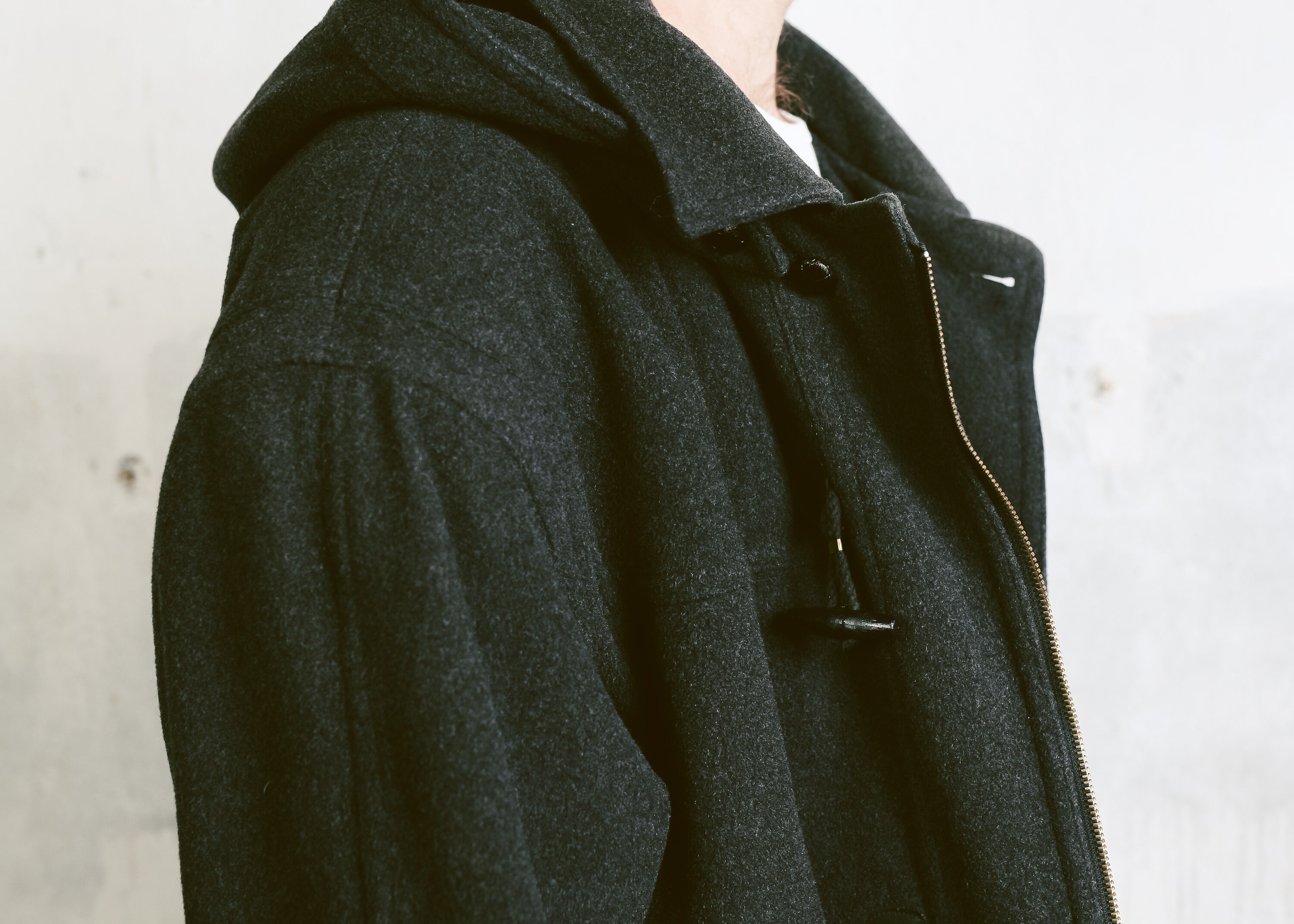 Grey Wool Duffle Coat Hooded Coat Grey Mens Vintage 1990s Long Jacket Mod Winter Coat
