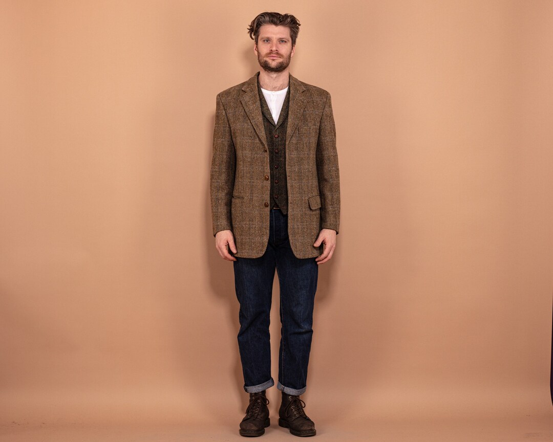 Mario Barutti Harris Tweed Blazer 00s, Size Large, Vintage Scottish ...