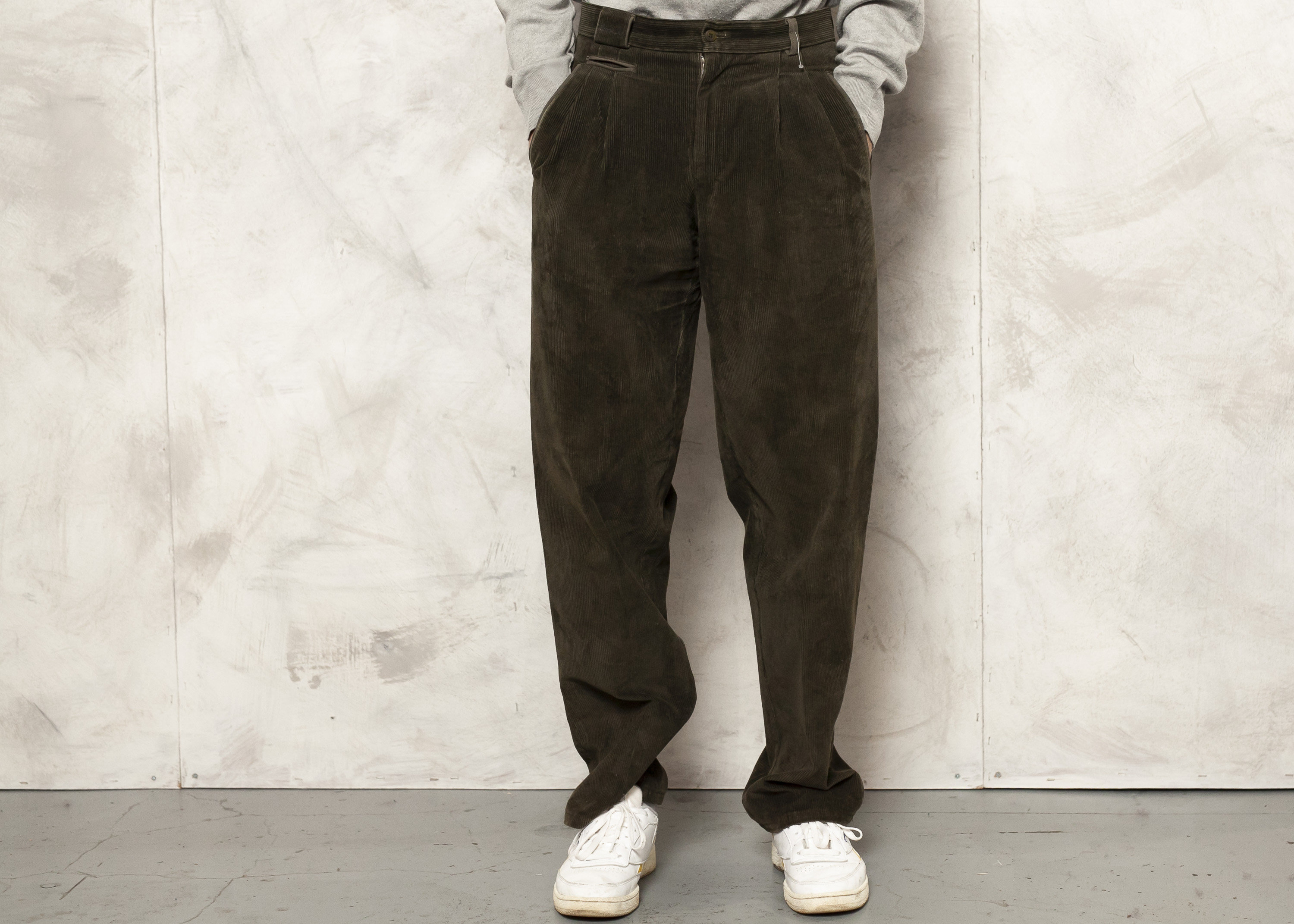 Baggy Corduroy Pants Vintage 90s Dark Brown Cord Pants Cotton Trousers