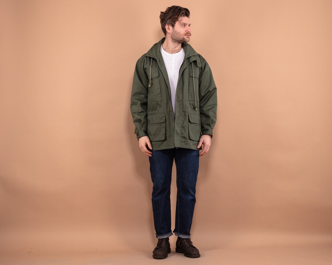 Army Cargo Jacket, Size L, Spring Parka Jacket, Khaki Military Jacket ...