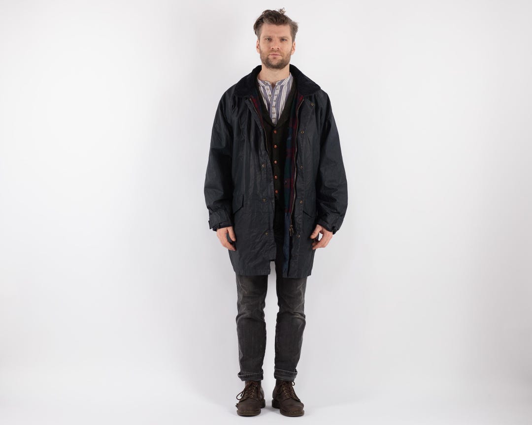 90s Blue Wax Jacket, Men Size XL Vintage Wax Jacket, Vintage Field ...