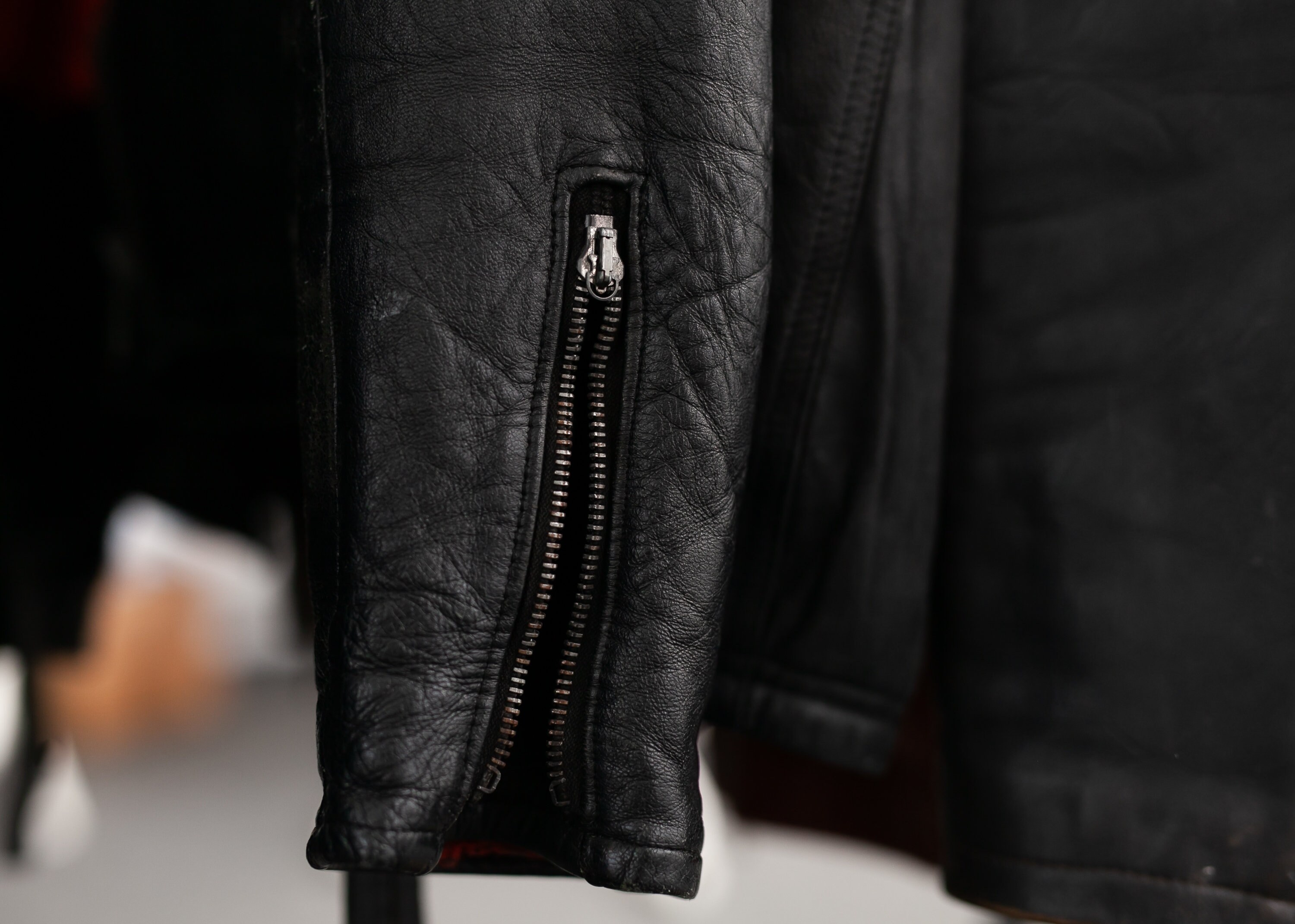 Black Leather Side Zip Jacket . Vintage Men's Leather 1970s Black Biker ...