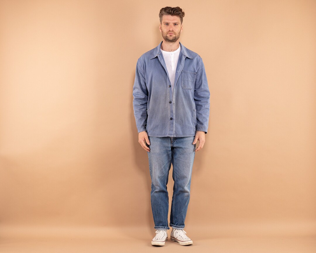 60s Distressed Work Jacket, XL Faded Work Jacket, Vintage Workwear ...