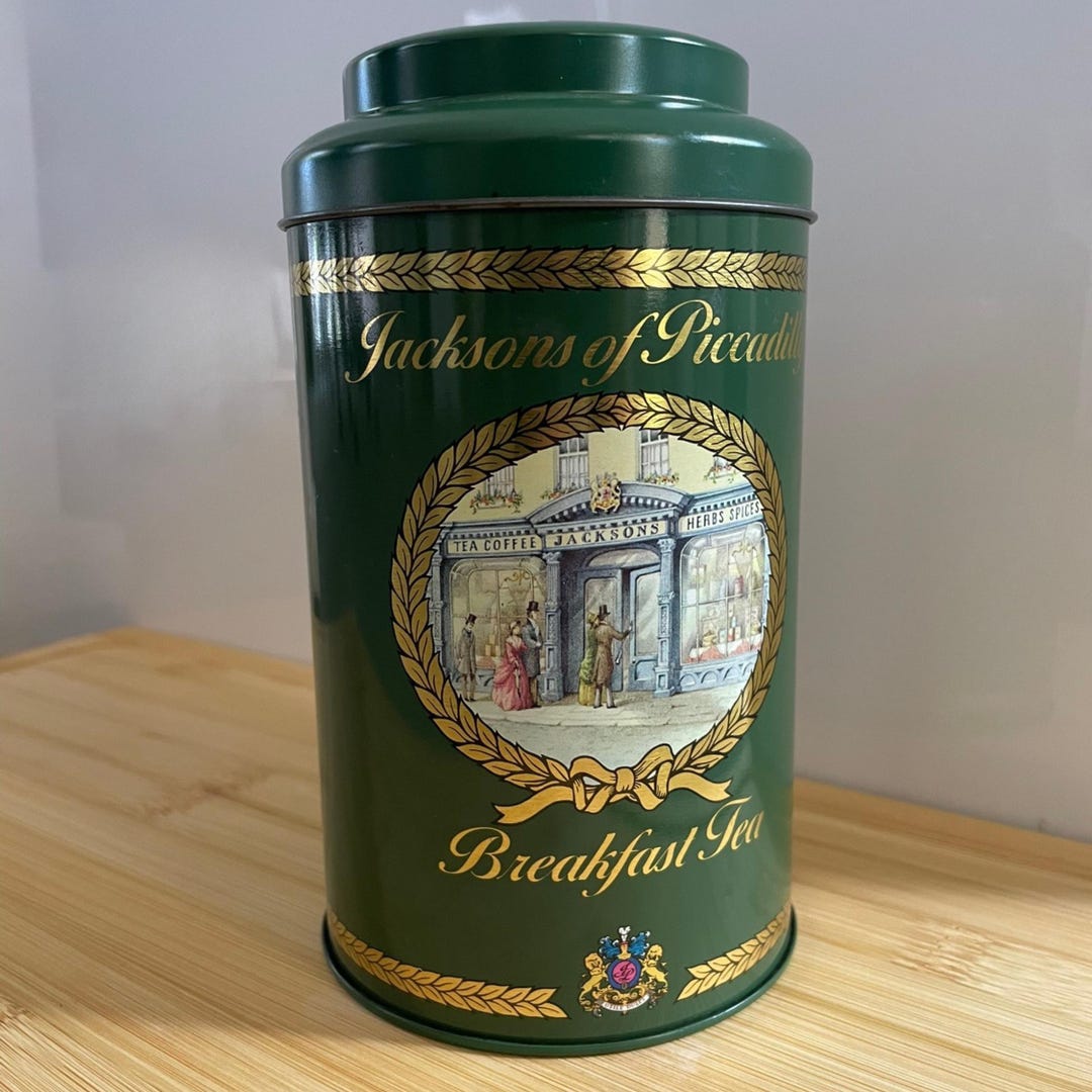 Vintage Jacksons of Piccadilly Breakfast Tea Tin – Classic Green ...