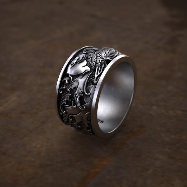 Koi Fish Wave Ring - Etsy UK