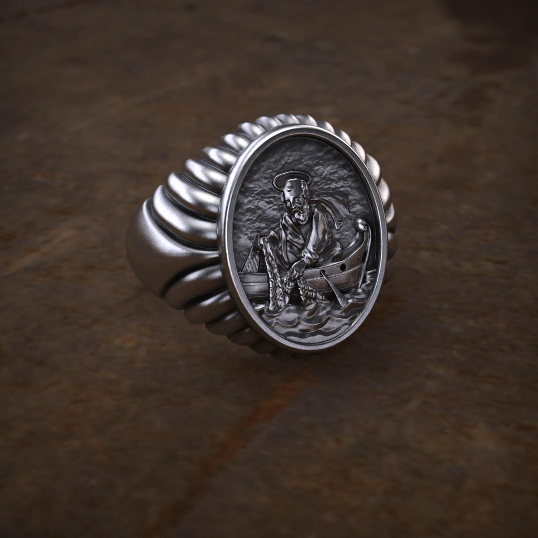 Personalized Bishop Ring, Pope Pius IX Fisherman Ring, 925 Sterling ...