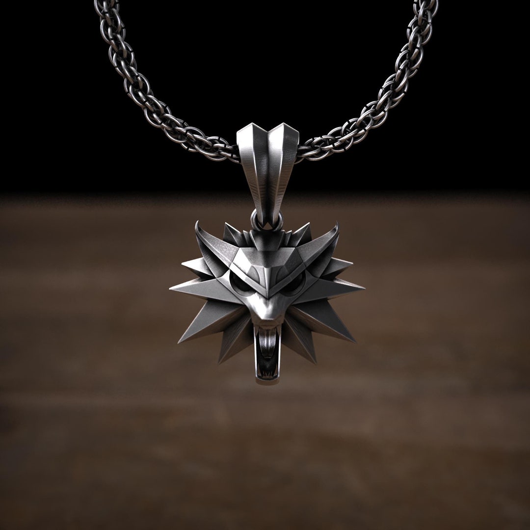 925 Sterling Silver the Witcher-inspired Pendant, Fantasy Wolf Pendant ...