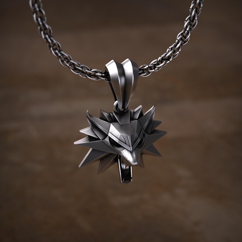 925 Sterling Silver the Witcher-inspired Pendant, Fantasy Wolf Pendant ...