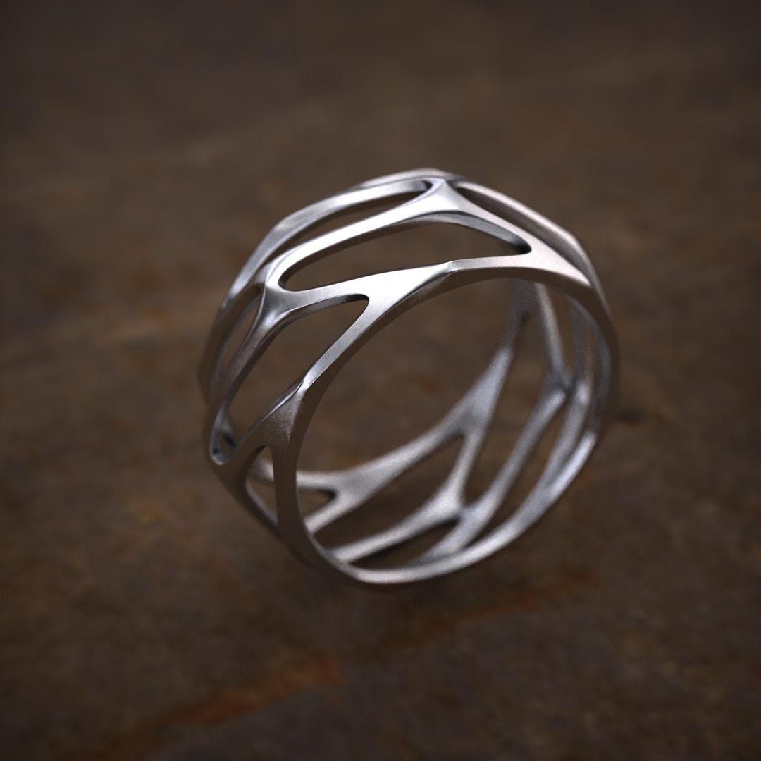 Parametric Design Ring, 925 Sterling Silver Handmade Architectural Band ...