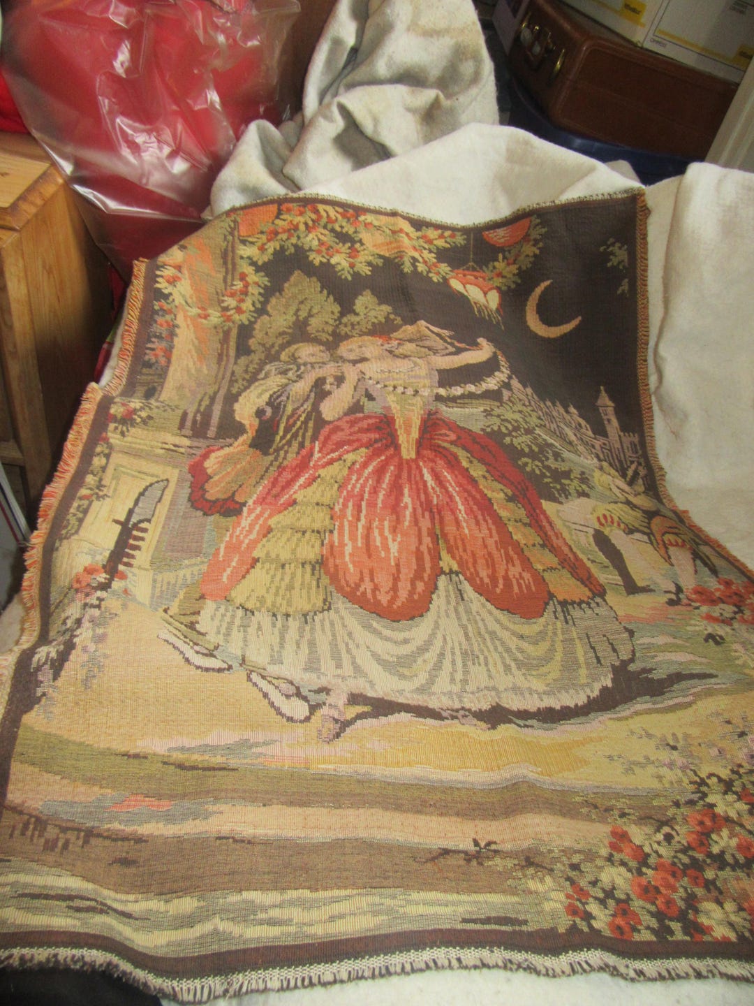 Antique Floral FRENCH Tapestry Goblin Medieval Wall Hanging 28 X 38in ...