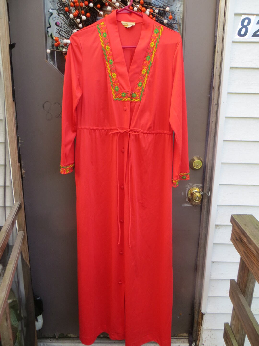 Vintage Mod 70s JC Penny Tangerine Nylon With Embroidered Flowers ...