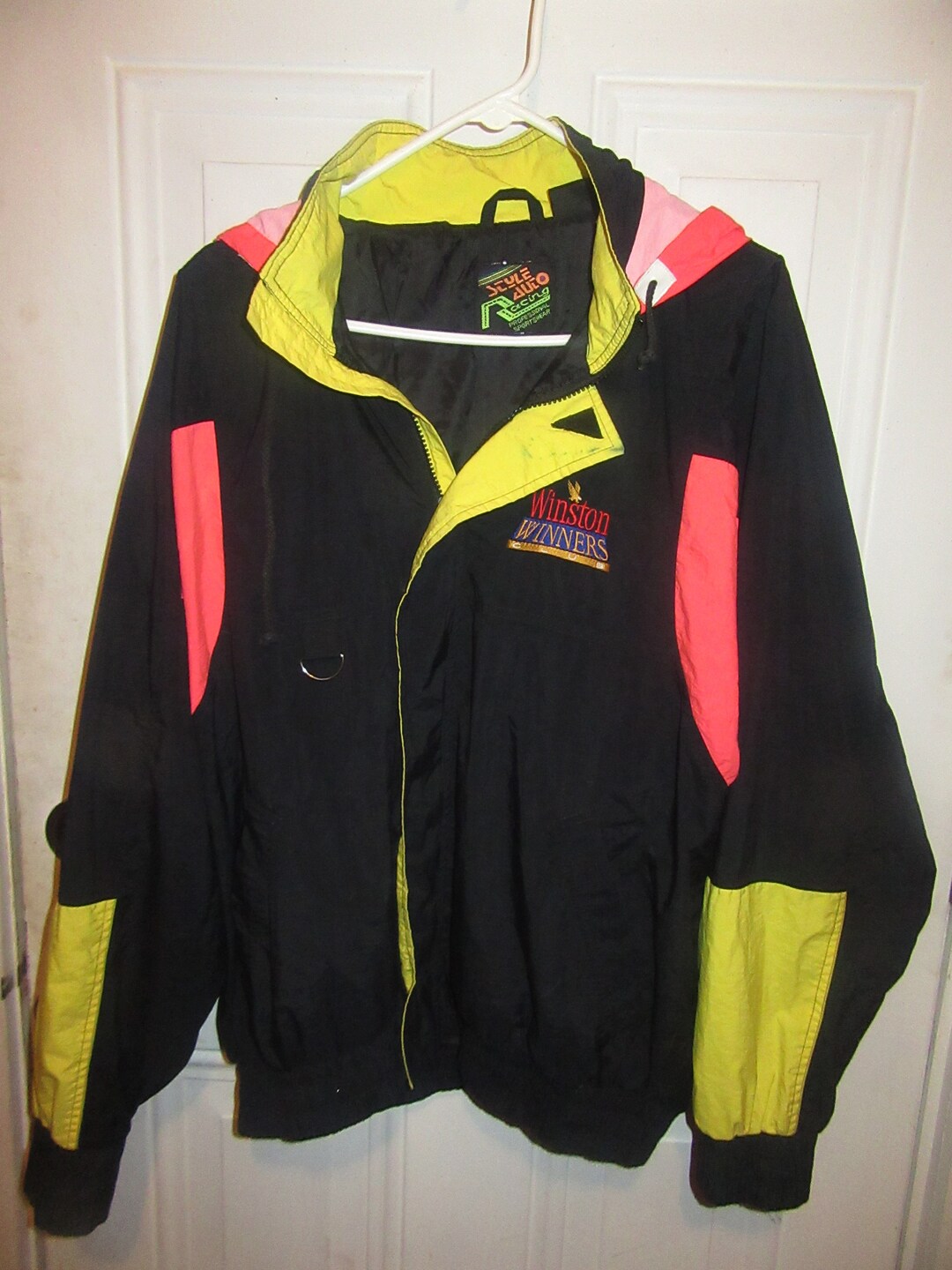 VTG STYLE Auto Racing WINSTON Winners Club Nylon Hooded Windbreaker ...