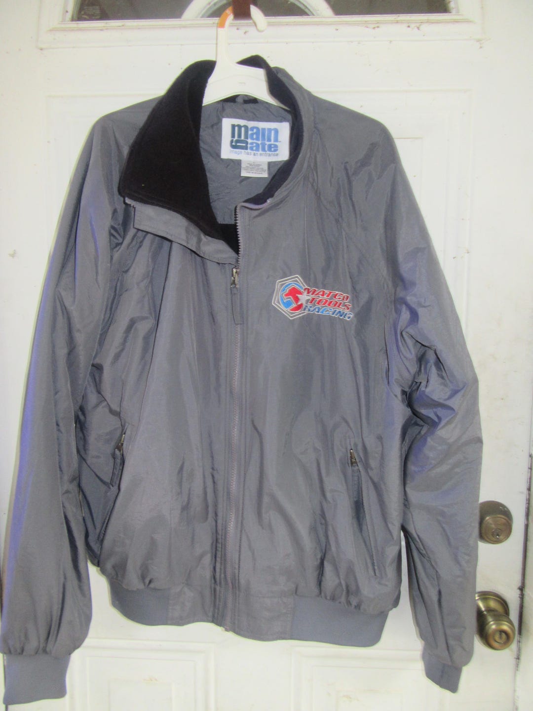 Vintage Matco Tools Racing Grey Zip up Jacket Large Coat Fleece Lined ...