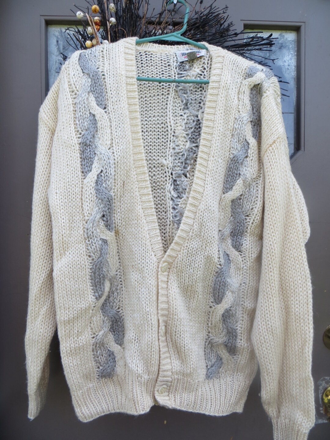 Vintage Oversized 80s Cosby Style Brad Richards Hand Knits Cable Knit ...