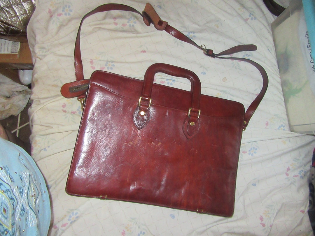 VINTAGE Bosca Brown Leather Briefcase Portfolio Messenger Bag - Etsy