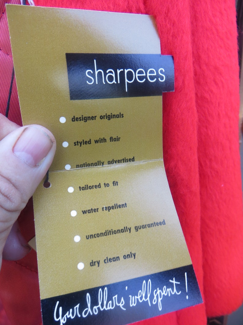 60s SHARPEES Original New W Tags Red Fuzzy Pile Jacket /coat - Etsy