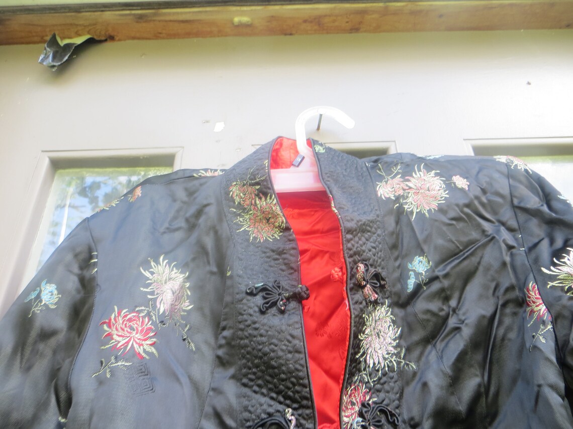 60s Solz Squirrel Black Red Reversible Rayon Satin Asian Bed - Etsy