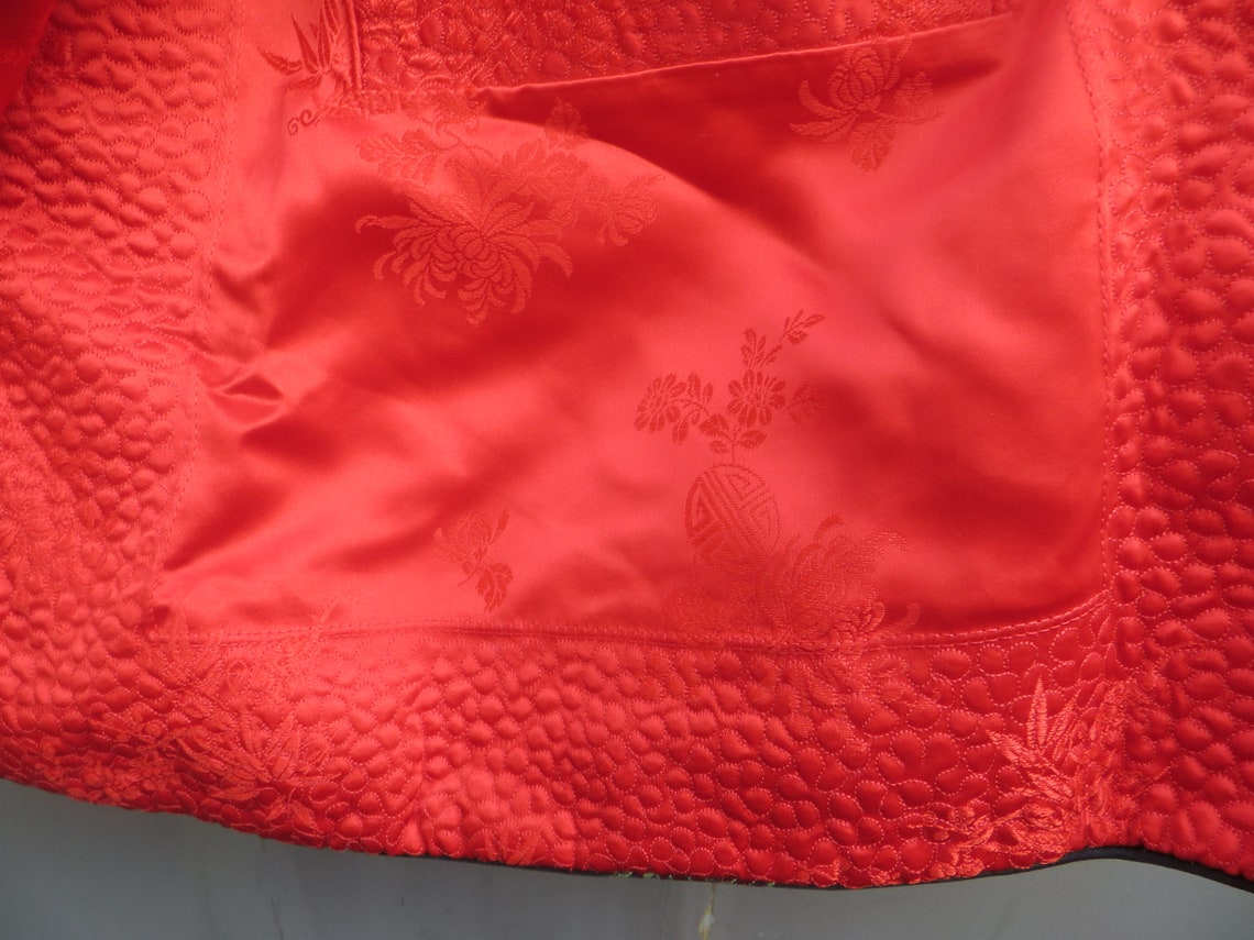 60s Solz Squirrel Black Red Reversible Rayon Satin Asian Bed - Etsy