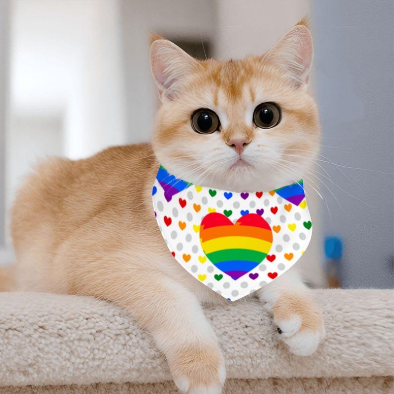 LGBTQ Kitty Scarf, Double-sided Cat Bandana With Pride Fists, Pride ...