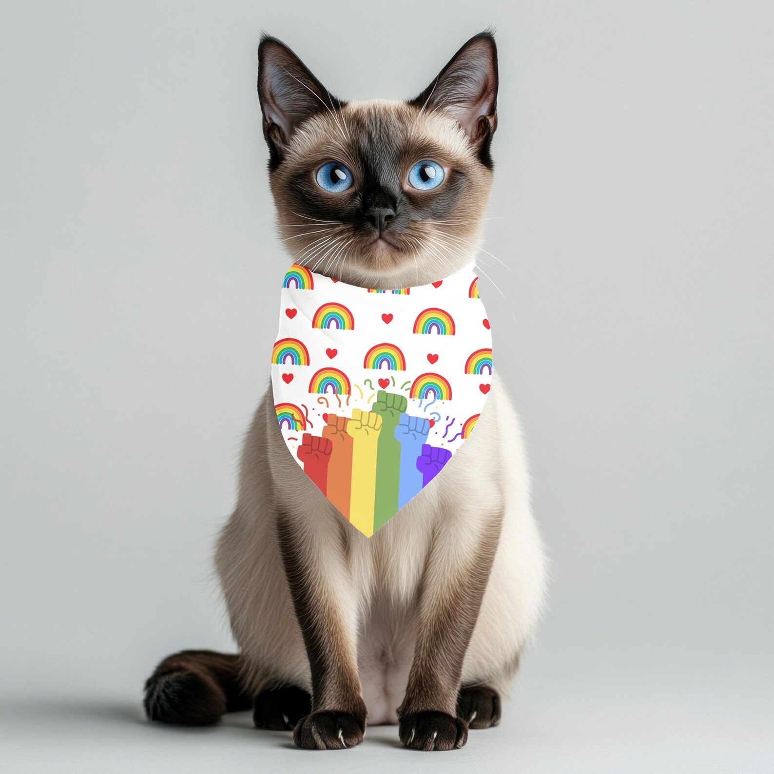 LGBTQ Kitty Scarf, Double-sided Cat Bandana With Pride Fists, Pride ...