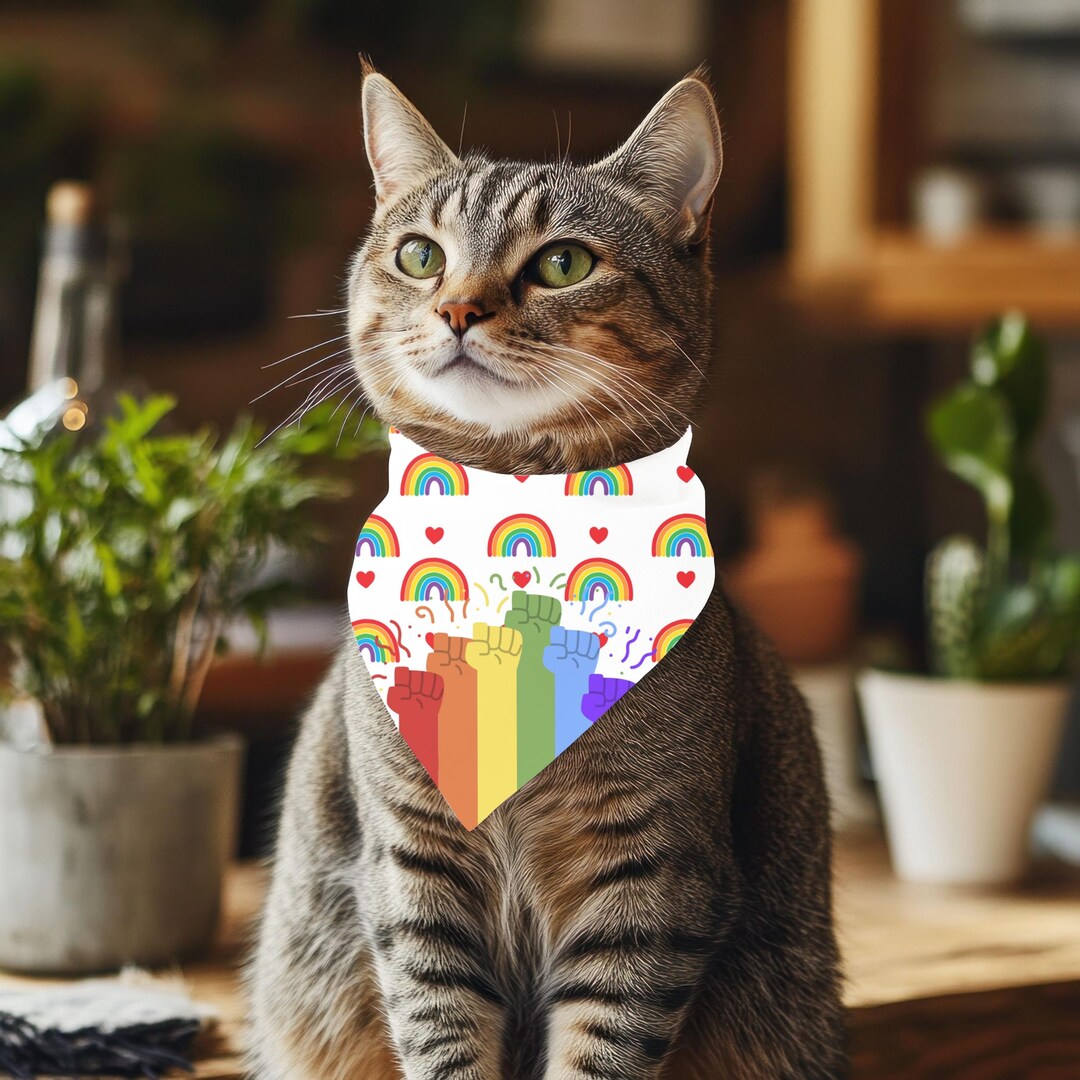 LGBTQ Kitty Scarf, Double-sided Cat Bandana With Pride Fists, Pride ...