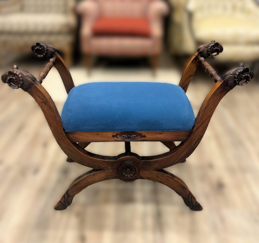 19th Century Gregorian Carved Ram Bench – Restored & Upholstered - Etsy